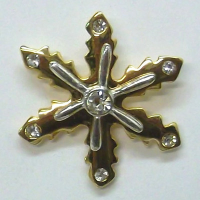 Christmas Snowflake Lapel Pin has 7 Crystal Stones in Gold & Silver ...