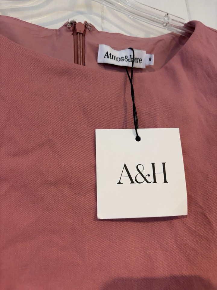 Amos & Here Pink Maxi Dress Side Gather Size 8 | eBay Australia