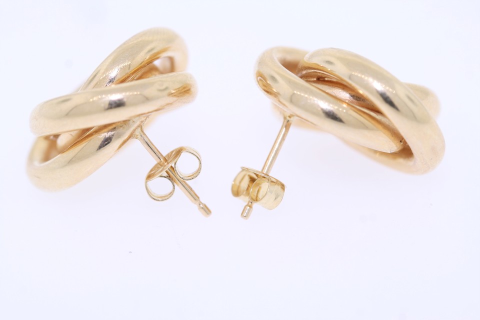 14k Yellow Gold Trinity Infinity Circle Earrings 20mm w/ Butterfly ...