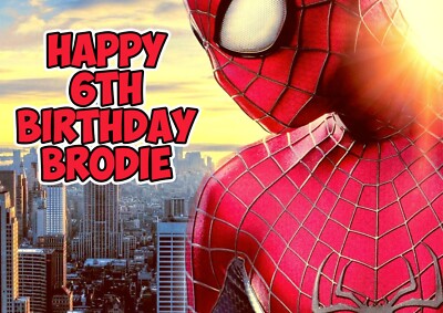 1x A4 SPIDER-MAN Slab Cake Topper Edible Wafer Rice Paper Personalised ...