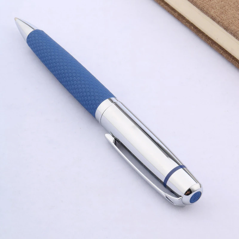 Leather Wrapped Executive Ballpoint Pen, Blue & Chrome, Black Ink, by ...