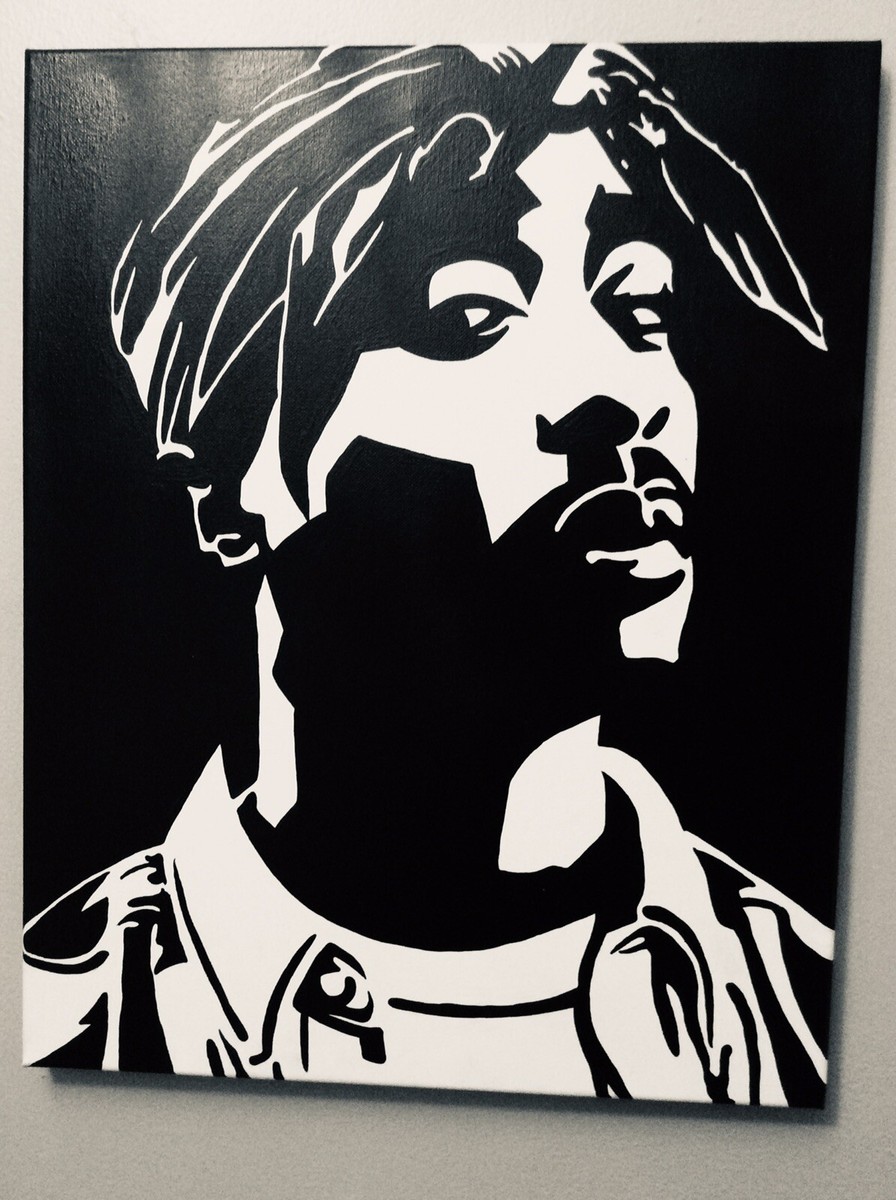 Tupac Stencil Black And White