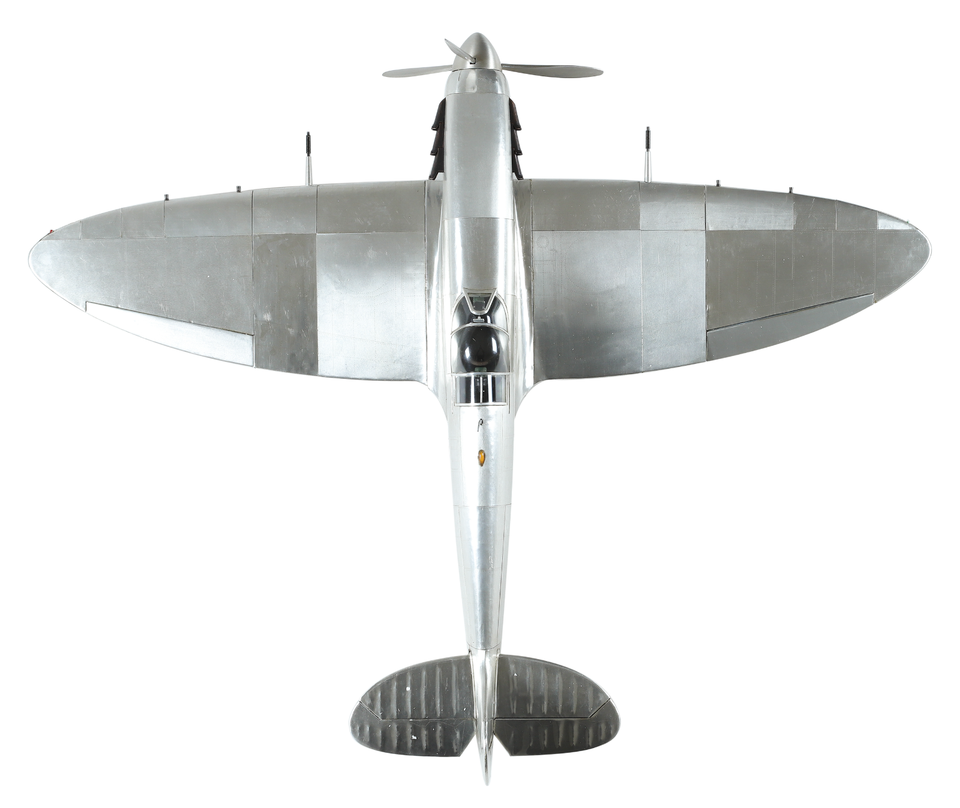 RAF Supermarine Spitfire Aluminum Airplane Model 24" Wooden Stand ...