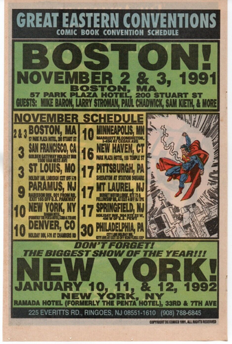 1991 & 1992 GREAT EASTERN COMIC CONVENTIONS PRINT AD ART - BOSTON! NEW ...