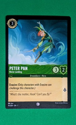 PETER PAN Never Landing NM-MINT 91/204 Disney Lorcana TCG non holo EN1 ...