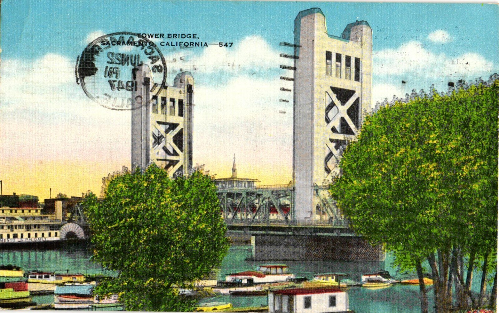 Vintage Posted June 22 1947 Postcard TOWER BRIDGE Sacramento CA | eBay