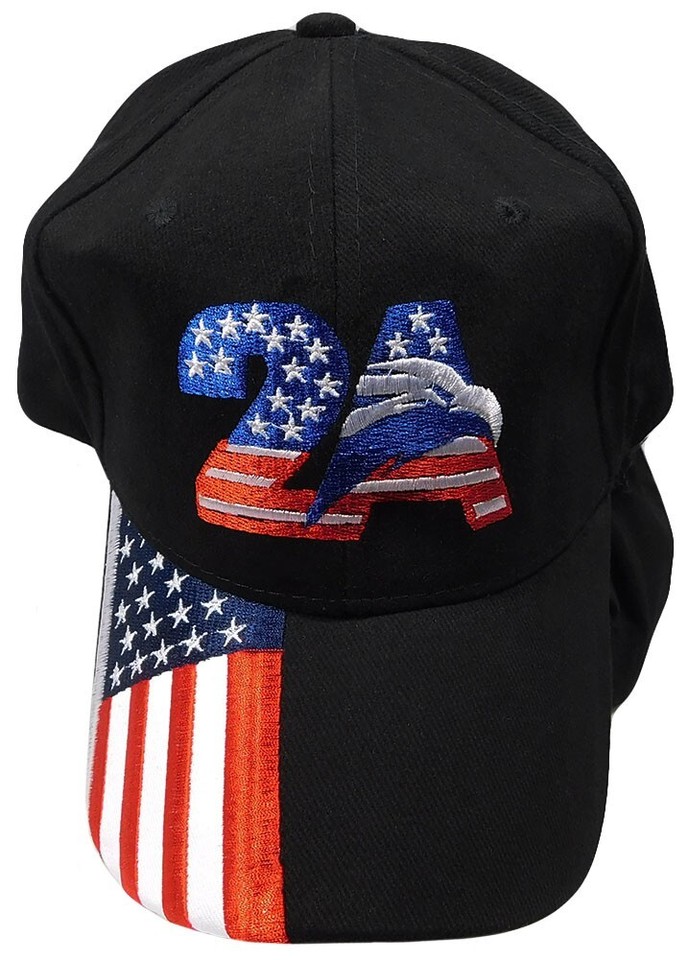 2A USA Eagle Black USA Flag On Bill Cotton Adjustable Embroidered Cap ...