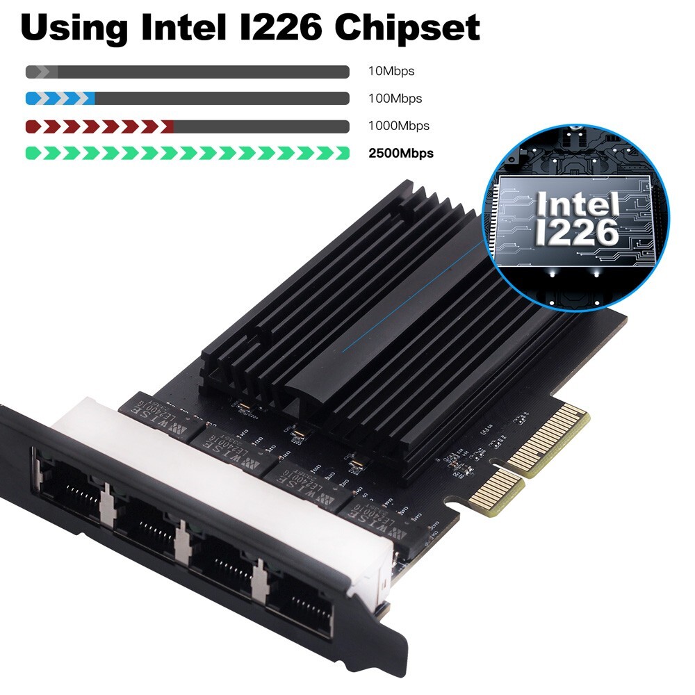 4 Port Gigabit NIC for Intel I226 Gigabit Ethernet PCI-E to RJ45 ...
