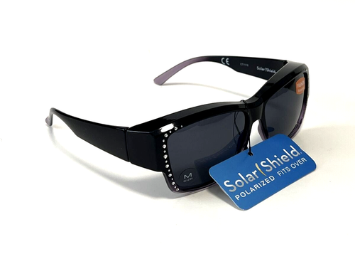 New POLARIZED Fits Over rx Glasses SOLAR SHIELD Sunglasses Black ...