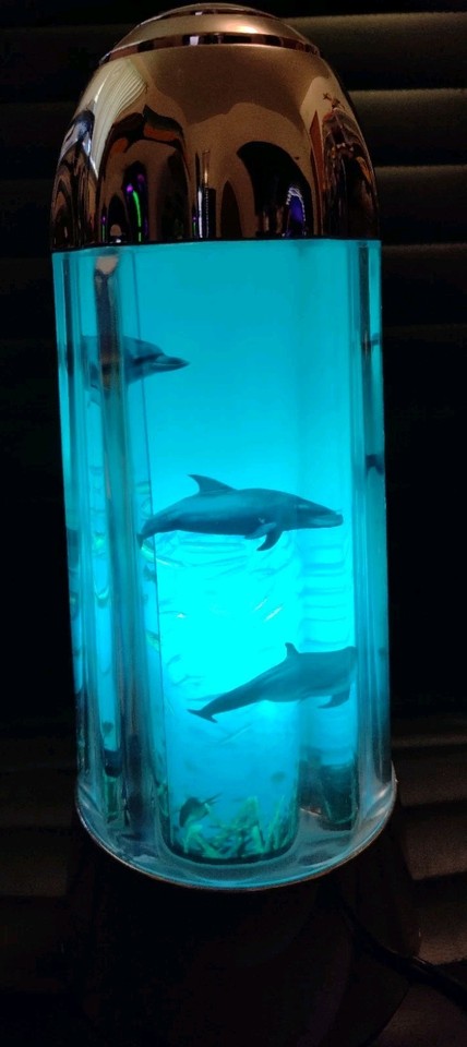 Dolphin Rotating Motion Lamp Light Spencer Gifts PINK Chrome version ...