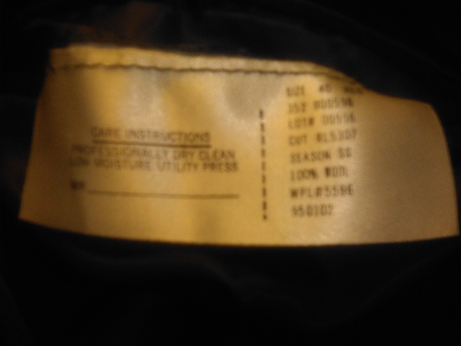 LABEL INSIDE THE LABLE. LEFT SIDE JACKET POCKET PICTURES | eBay