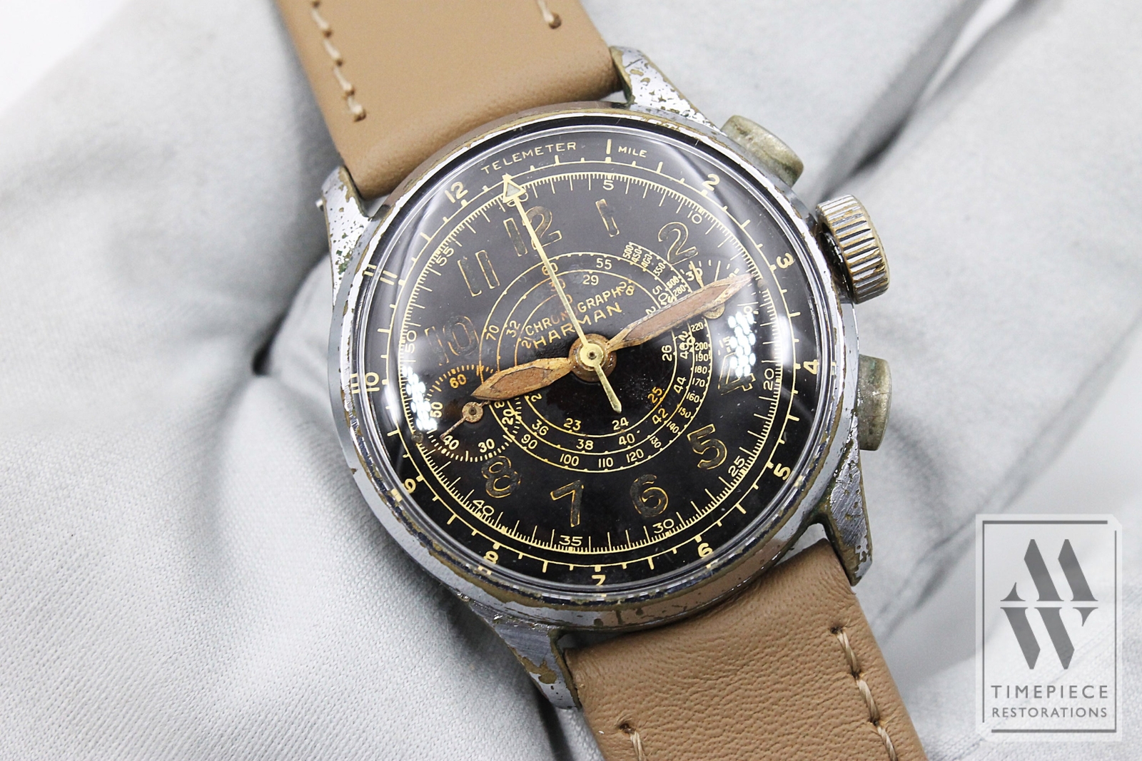 Harman Vintage 1940s Military Pilot Style Watch Valjoux Cal. 23 Freshly ...