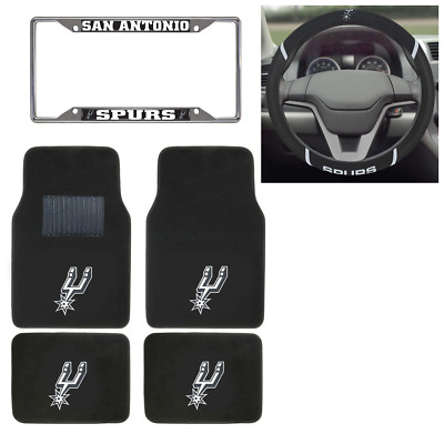 6pc NBA San Antonio Spurs Floor Mats Steering Wheel Cover & License ...