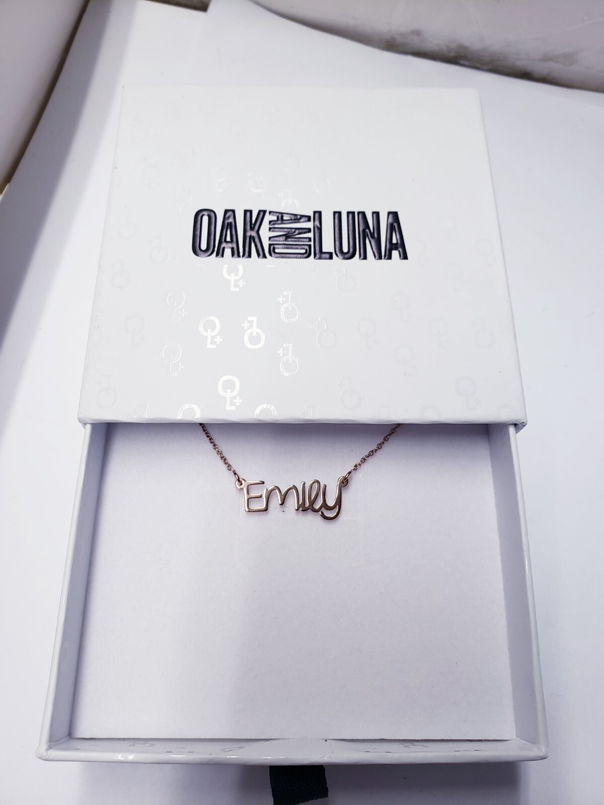 OAK AND LUNA PIXIE NAME "EMILY" NECKLACE - ROSE GOLD … - Gem