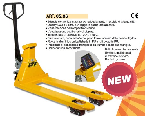 TRANSPALLET SOLLEVATORE PESATORE 2500 KG BILANCIA PESA ELETTRONICA LCD ...