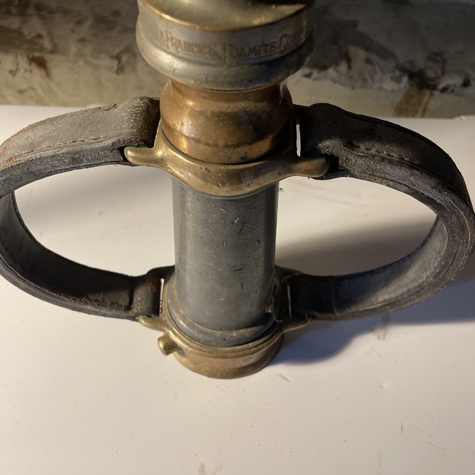 Vintage LaFrance Brass Fire Hose Nozzle Early 1930’s,Leather Handles ...