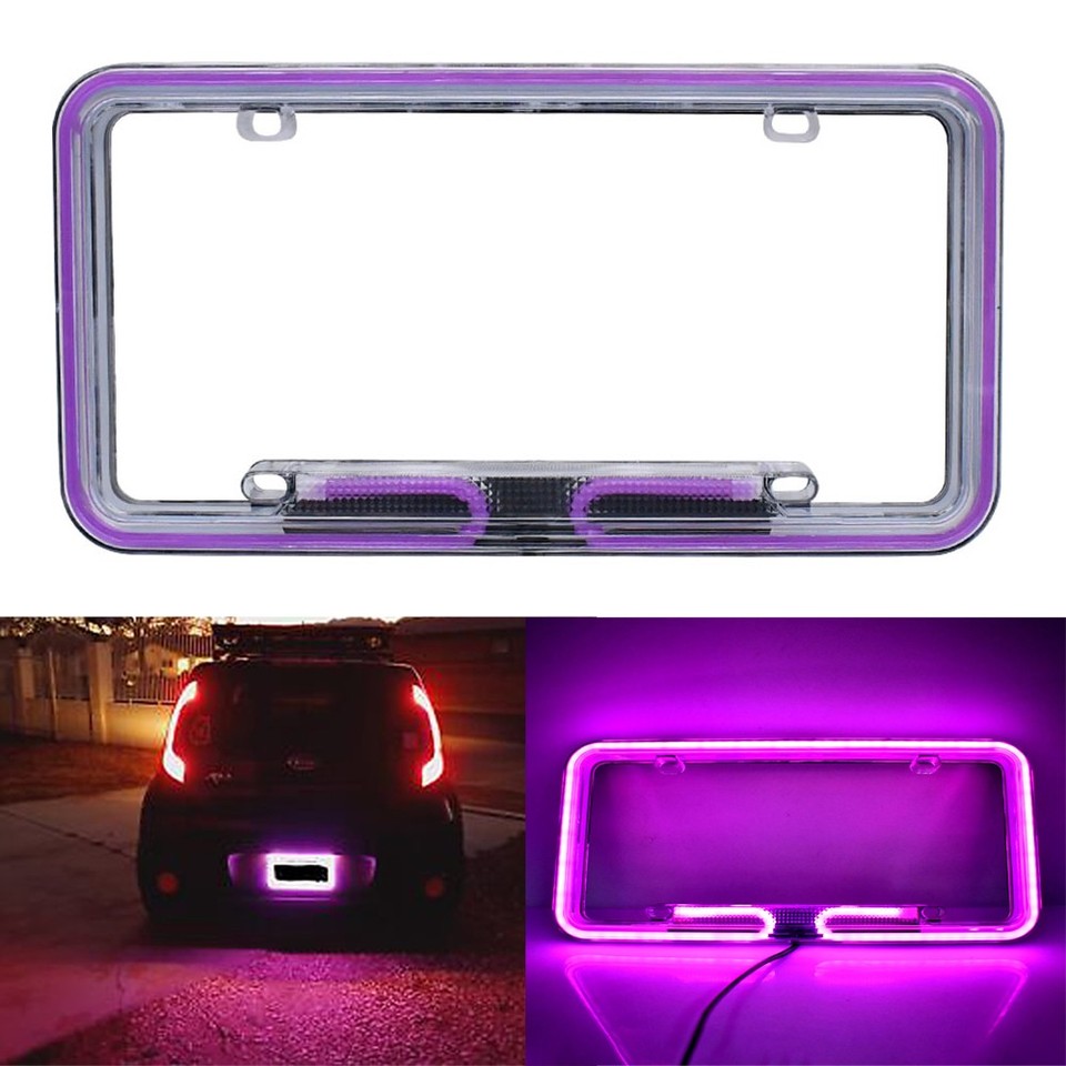 12V Fit Car Universal Purple Truck Neon License Plate Frame Front Rear ...