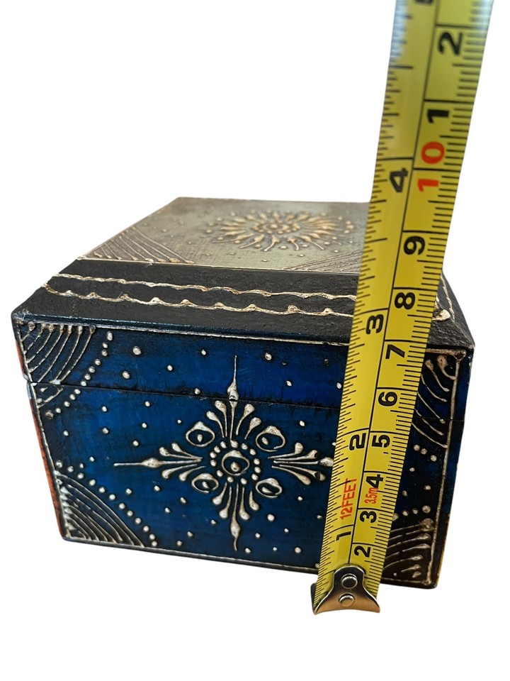 Vintage Hand Painted Bohemian Ethnic Multicolor Wooden Keepsake Trinket ...