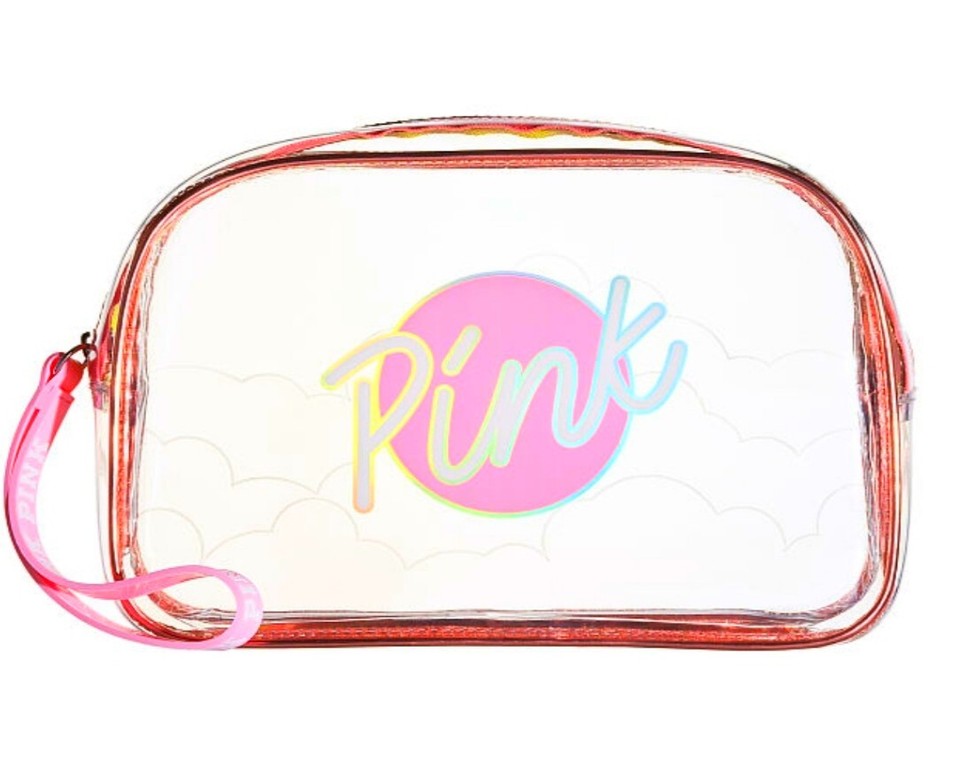 Victoria's Secret Pink Logo Sunset Metallic Cosmetic Beauty Bag Case ...