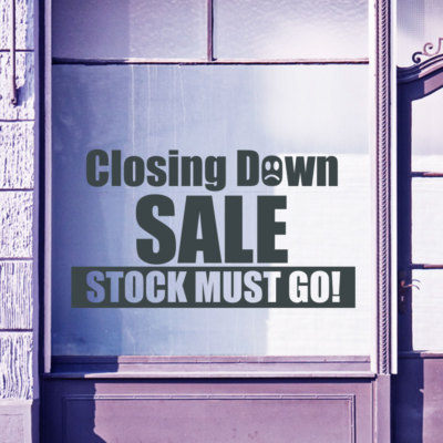 Closing Down Sale Sign Shop Retail Window Display Vinyl Wall Stickers ...