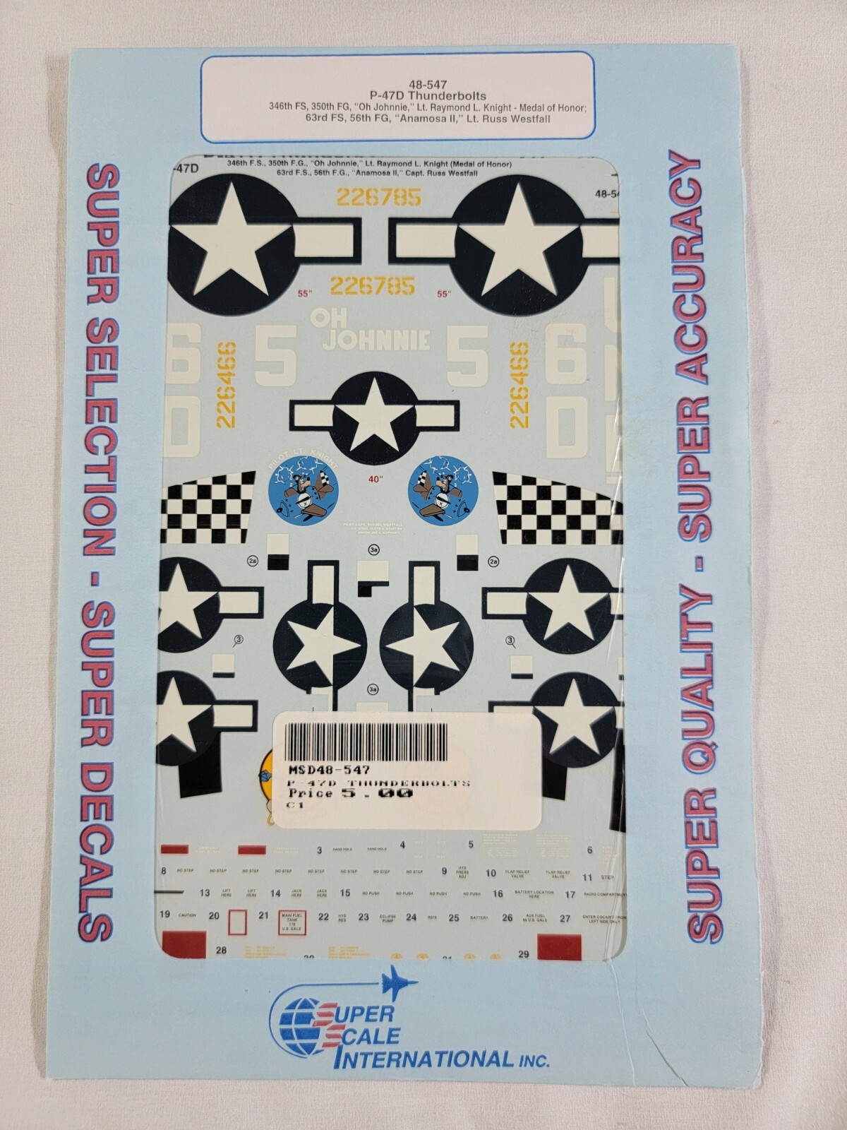 SUPERSCALE 1/48, P-47D Thunderbolt Bubble Top. decal sheet 48-547 | eBay