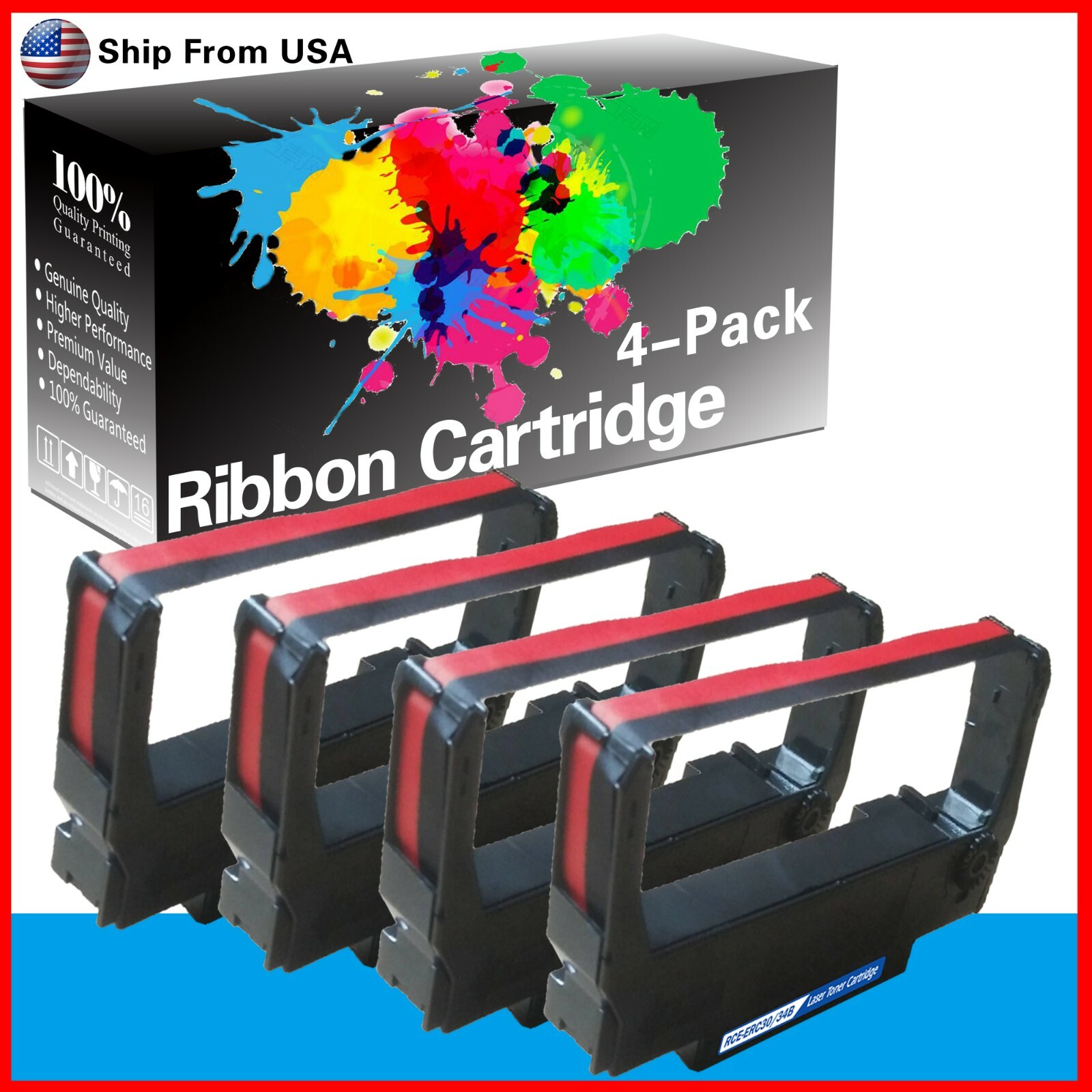 4 PK ERC-30 ERC30 ERC 30/34/38 B/R Ribbon for M119 M119B M119D M133A ...