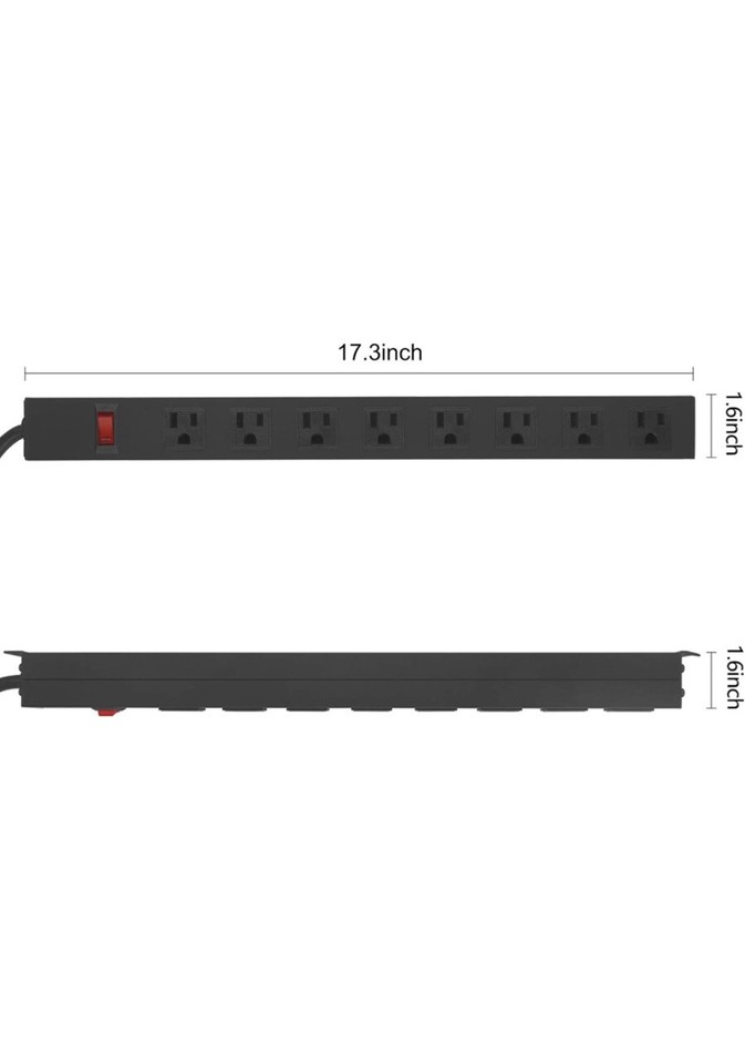 Metal 8 Outlet Mountable Power Strip, Wall Mount Outlet Power Strip ...