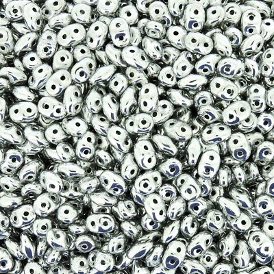 Czech Superduos 2-hole Super Duo Seed Beads Silver Full Labrador 22.5GM ...