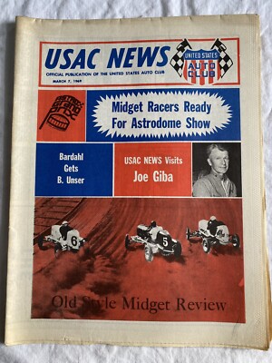 USAC NEWS Newspaper Magazine MARCH 7, 1969 Old Style Midgets US AUTO ...