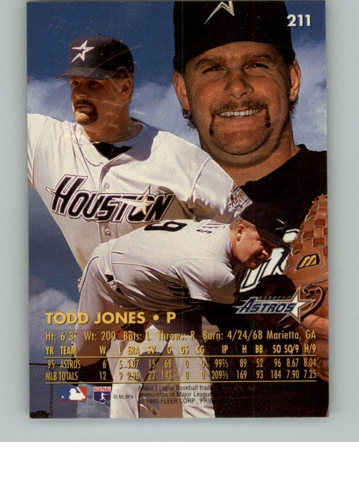 1996 Fleer Ultra Todd Jones 211 Houston Astros Gold Medallion | eBay