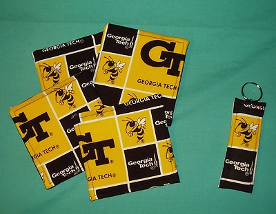 *COASTERS SET and/or KEYCHAIN key ring GEORGIA TECH UNIVERSITY Yellow ...