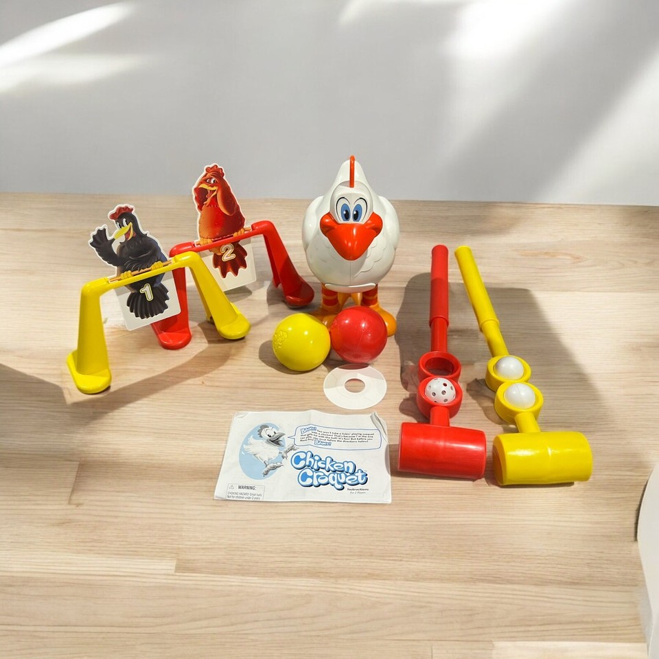 Vintage CHICKEN CROQUET Wacky Wicket Game 1996 Milton Bradley Complete ...