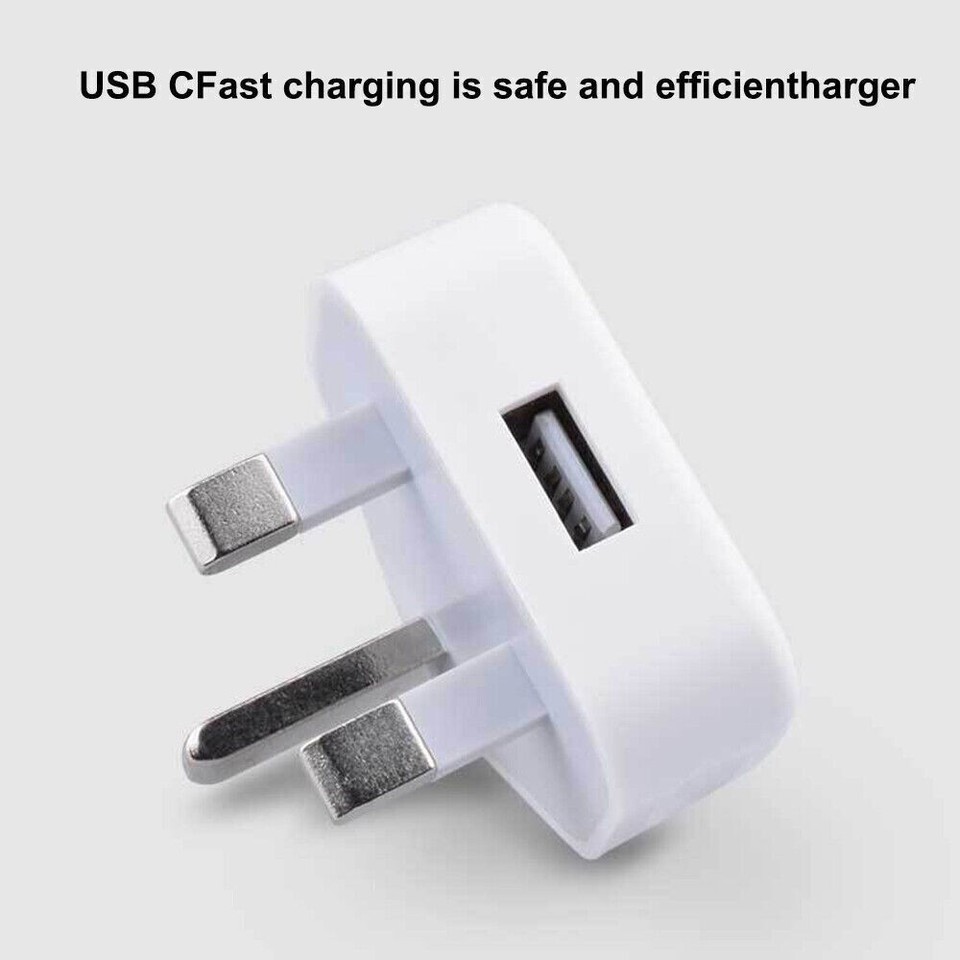 6 Pack UK USB Wall Charger 3 Pin Plug Mains Adapter For Phones, Tablets ...