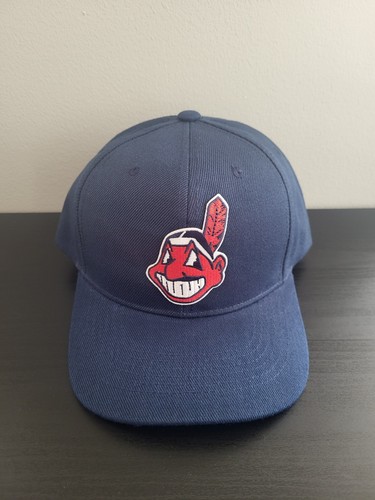 Cleveland Indians Chief Wahoo Throwback Logo Blue Baseball Cap Hat ...
