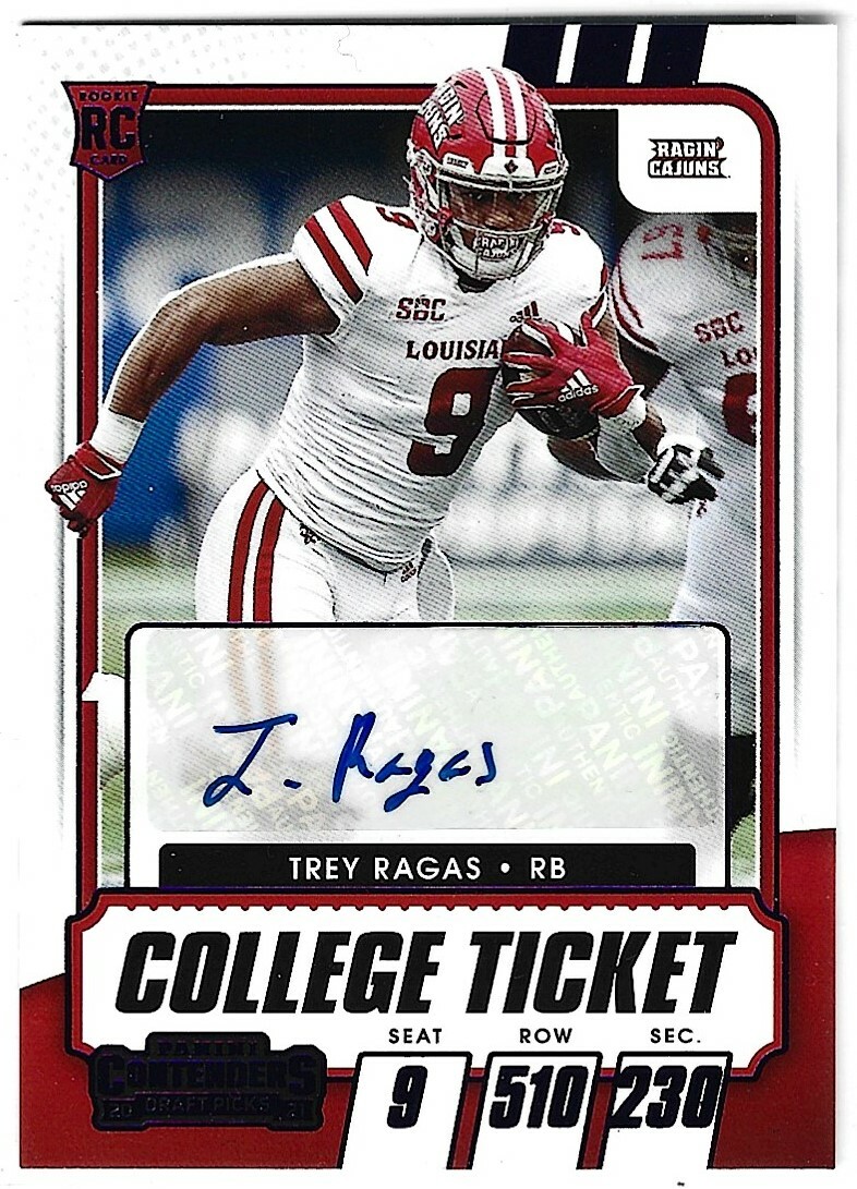 TREY RAGAS 21 CONTENDERS DRAFT PURPLE AUTO RC RAIDERS LOUISIANA RAGIN ...