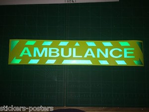 REFLECTIVE HI VIZ AMBULANCE STICKER / MAGNETIC SIGN CHEVRONS FIRST AID ...