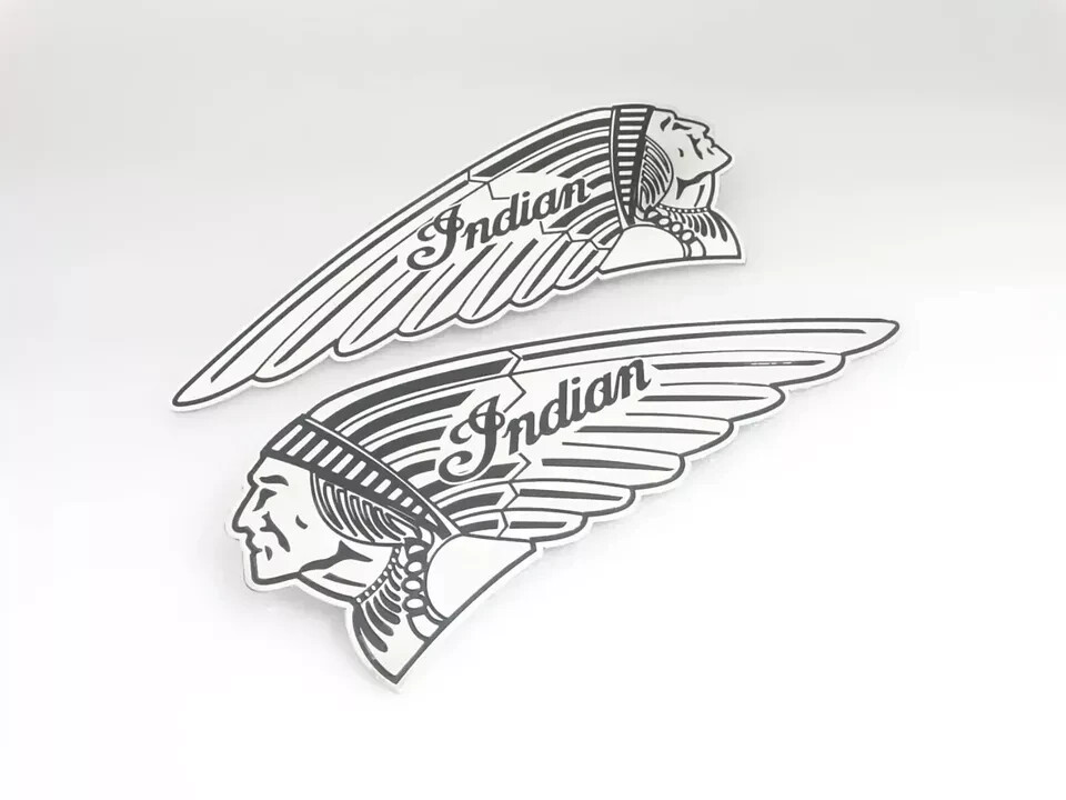 PETROL GAS TANK BADGES EMBLEMS SET PAIR FOR VINTAGE CHIEF INDIAN ...