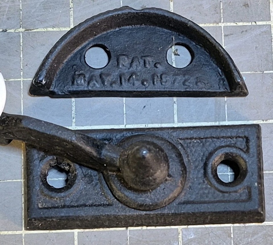 Two 2 Antique Window Lock Cast Iron Porcelain 1872 Eastlake Hardware ...