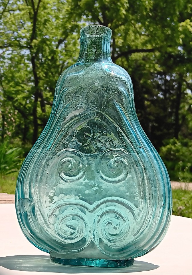 Open Pontil Quart Size Scroll Flask | eBay