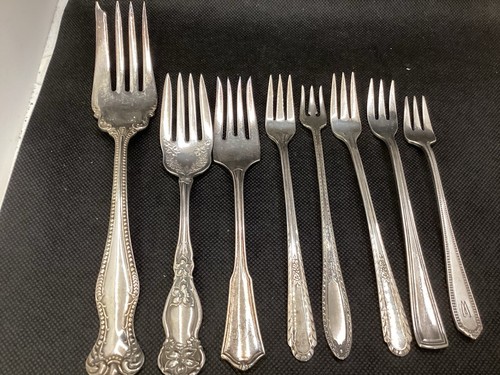 Silverware Lot Of 8 Forks Serving Salad Cocktail Variety Of Brands VTG ...