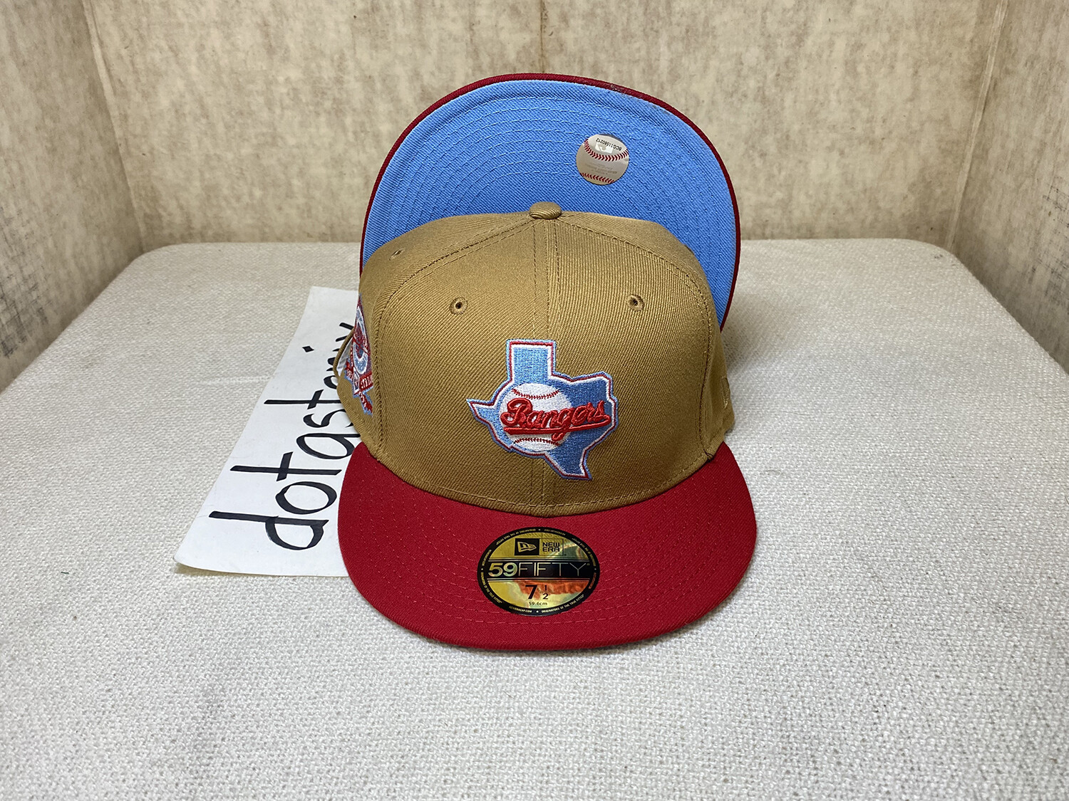 Texas Rangers MLB 5950 Tan Red 2-Tone Icy Blue UV Arlington Stadium NOT ...