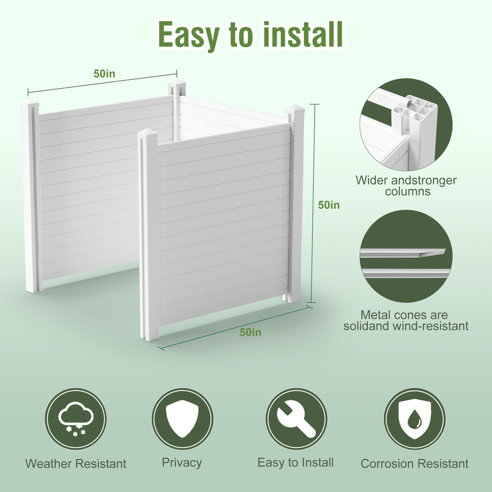 50*50in Outdoor Vinyl Privacy Fence Panels Garden Yard Windscreen Wood ...