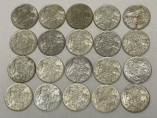 Bulk Buy 20x Australia 1966 Round 50c Fifty Cent Coin Bullion Grade 80% ...