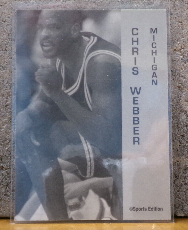 BASKETBALL CARD CHRIS WEBBER MICHIGAN WOLVERINES SPORTS EDITION 93 TOP ...