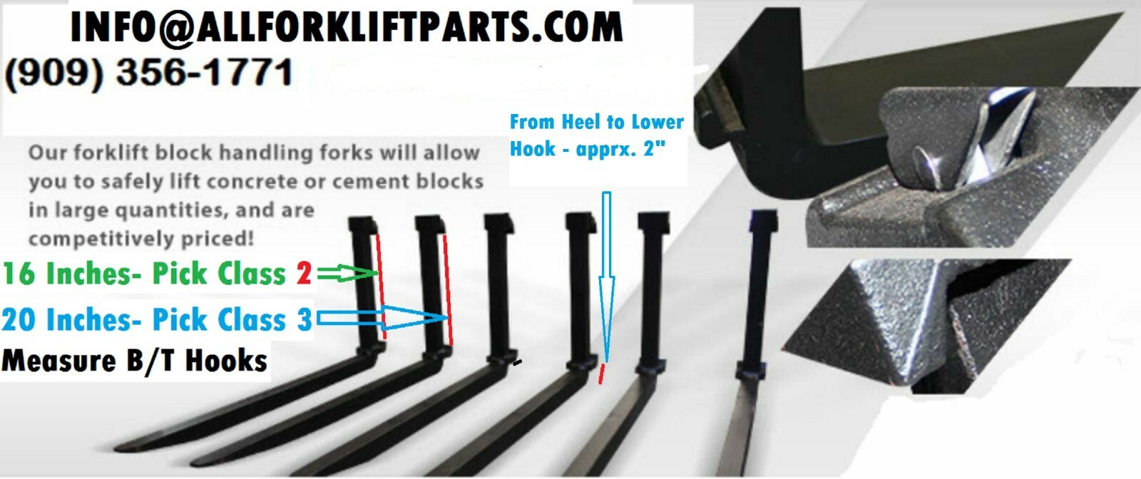 FORKLIFT BLOCK PAIR SET FORKS 2x2x42 CLASS 3 III 42" INCHES ...