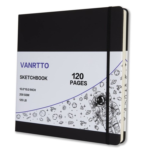 Hardcover Square Sketch Book, 120lb/200GSM Sketchbook Thick Drawing ...