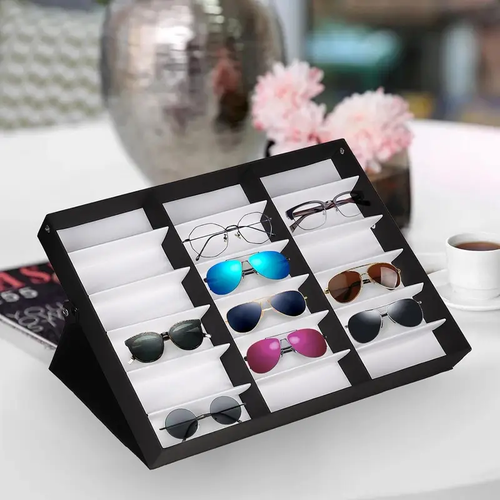 Glasses and Sunglasses Display Case Storage Box, Black Organiser 18 ...