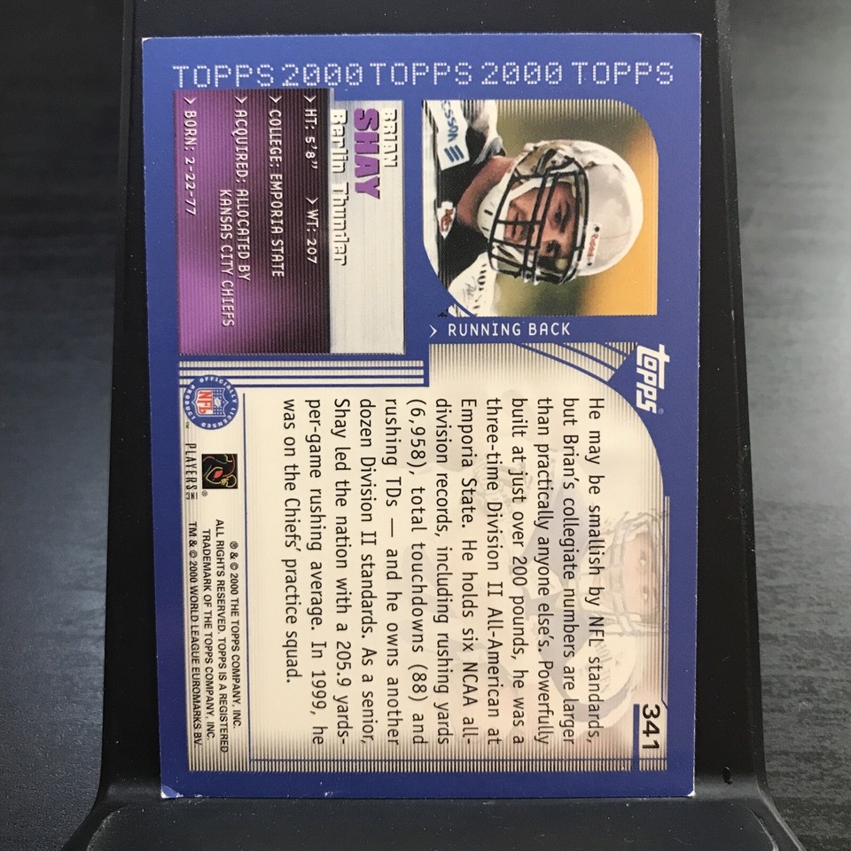 2000 Topps Football #341 Brian Shay Berlin Thunder Europe Prospects | eBay