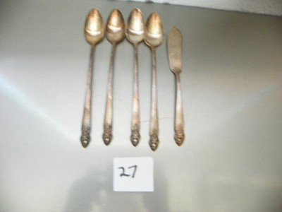 5 PIECES PRESTIGE DISTINCTION, 4 ICED TEA SPOONS ONE MASTER BUTTER ...