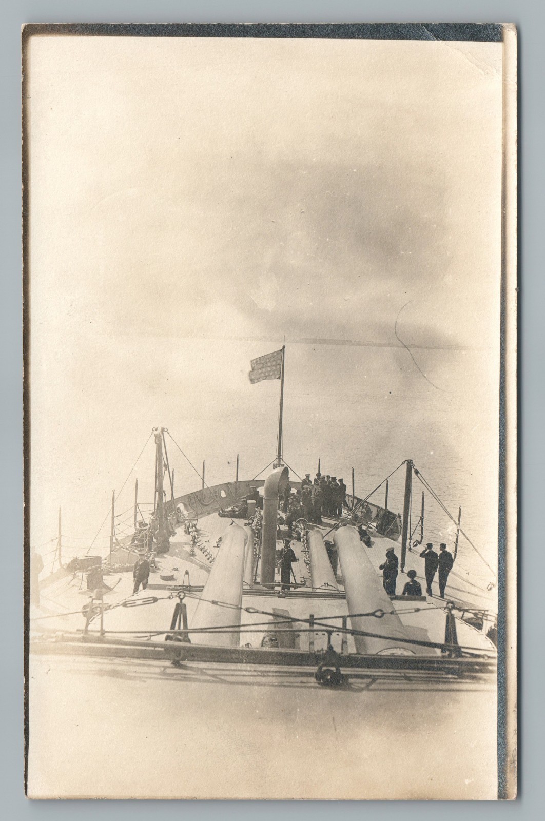 View from USN Warship Parapet RPPC Antique Navy Ship Photo WWI Flag ...